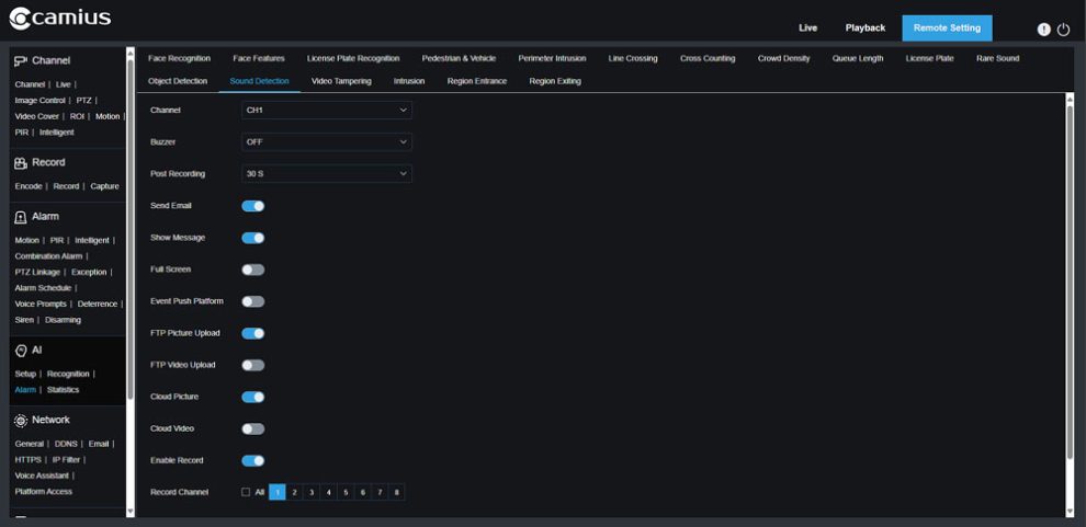 Business Surveillance System With Sound Detection And Audio